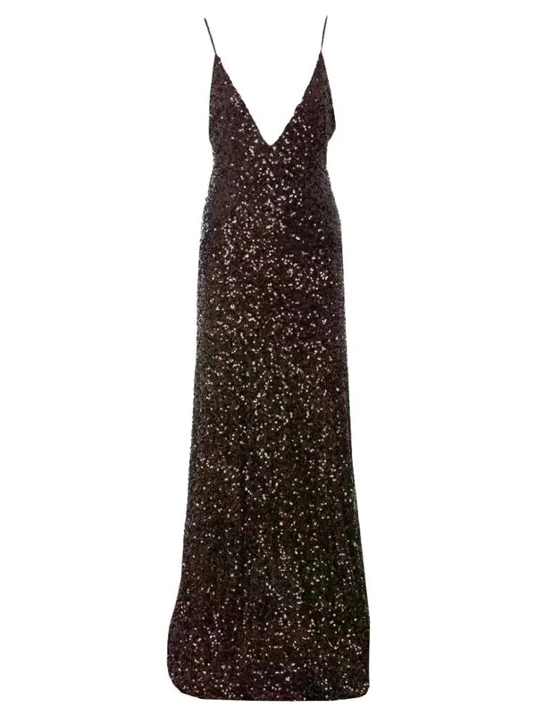 ANIYE BY Sequin Spaghetti-strap Maxi Dress - Brown