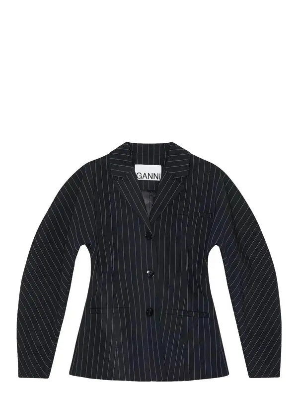 GANNI Pinstripe Button-fastening Blazer - Blue