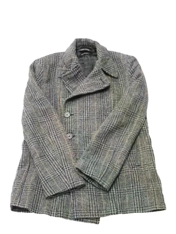 Marc Jacobs Plaid Double-breasted Pea Coat - Grey