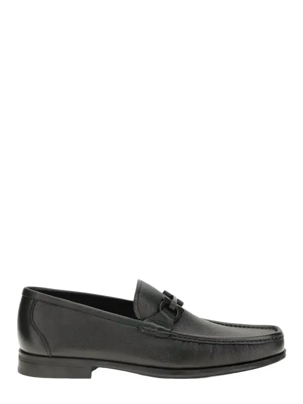 FERRAGAMO Gancini-embellishment Leather Loafers - Black