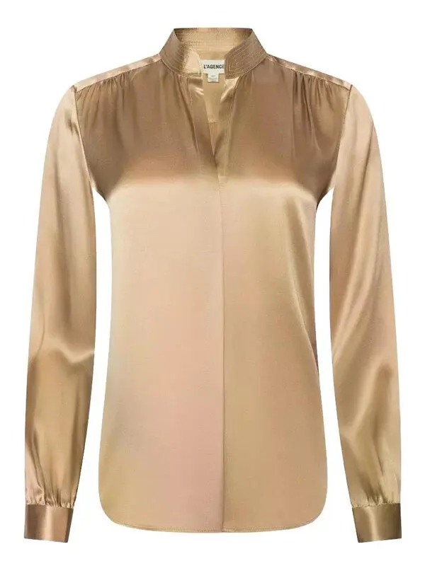 L'Agence Bianca Band-collar Blouse - Neutrals