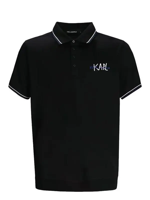 Karl Lagerfeld Logo-detail Polo Shirt - Black