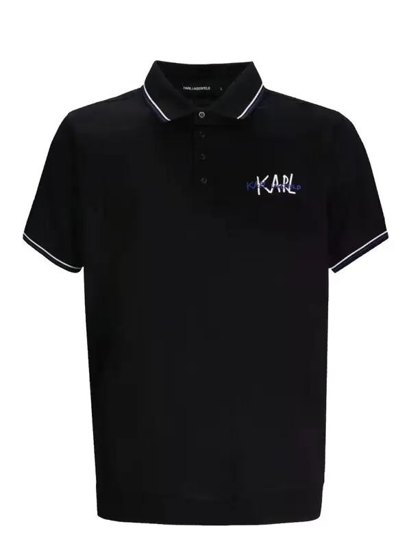 Karl Lagerfeld Logo-detail Polo Shirt - Black