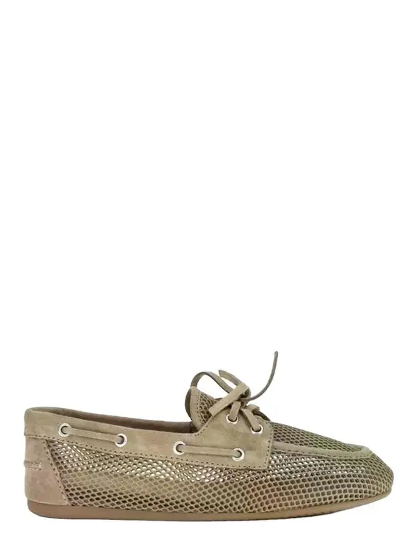 Miu Miu Mesh And Suede Boat Shoes - Neutrals