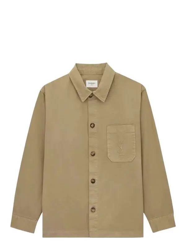 Saint Laurent Logo-embroidery Shirt Jacket - Neutrals