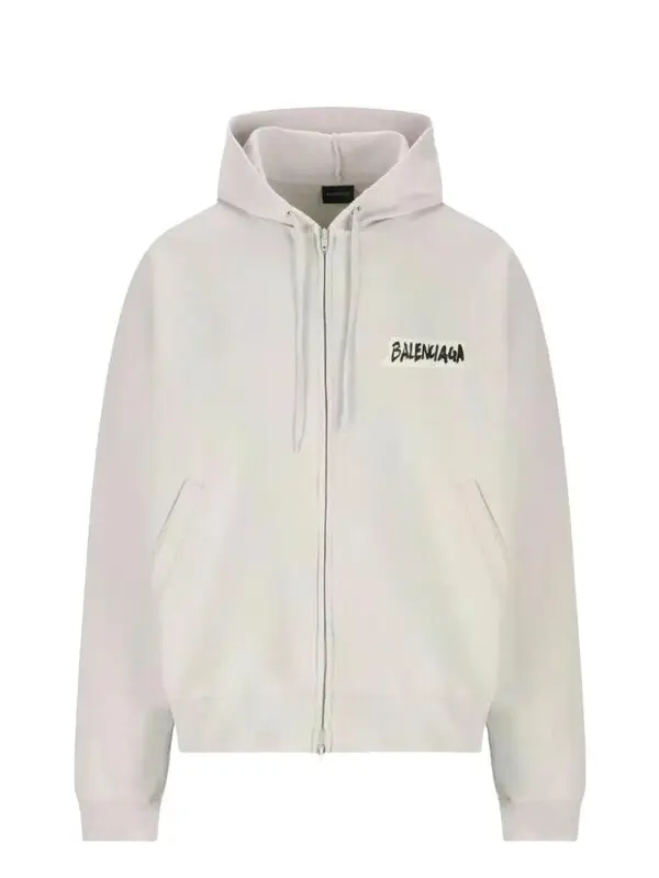 Balenciaga Over Zip-up Hoodie - Neutrals