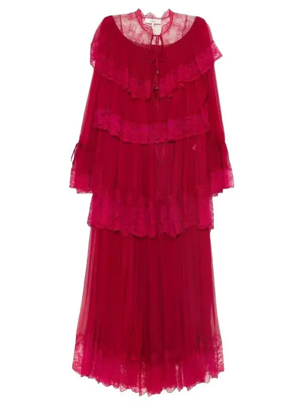 Chloé Lace Tiered Maxi Dress - Pink