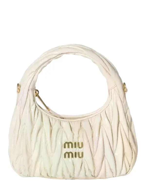 Miu Miu Wander Matelassé Patent Leather Bag - Neutrals