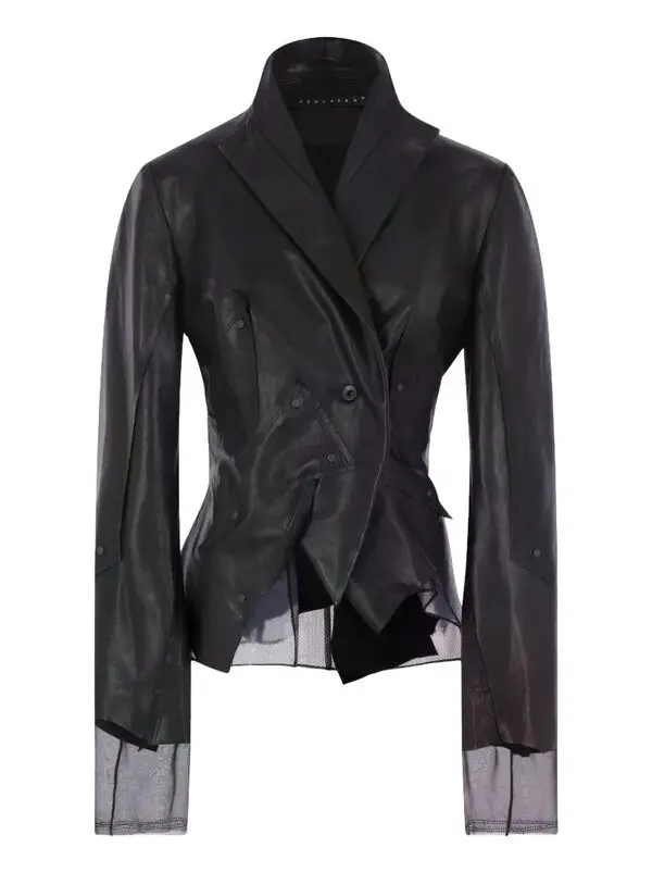 YEHUAFAN Tulle-paneled Blazer - Black