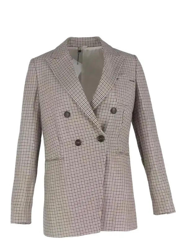 Brunello Cucinelli Houndstooth Double-breasted Blazer - Neutrals