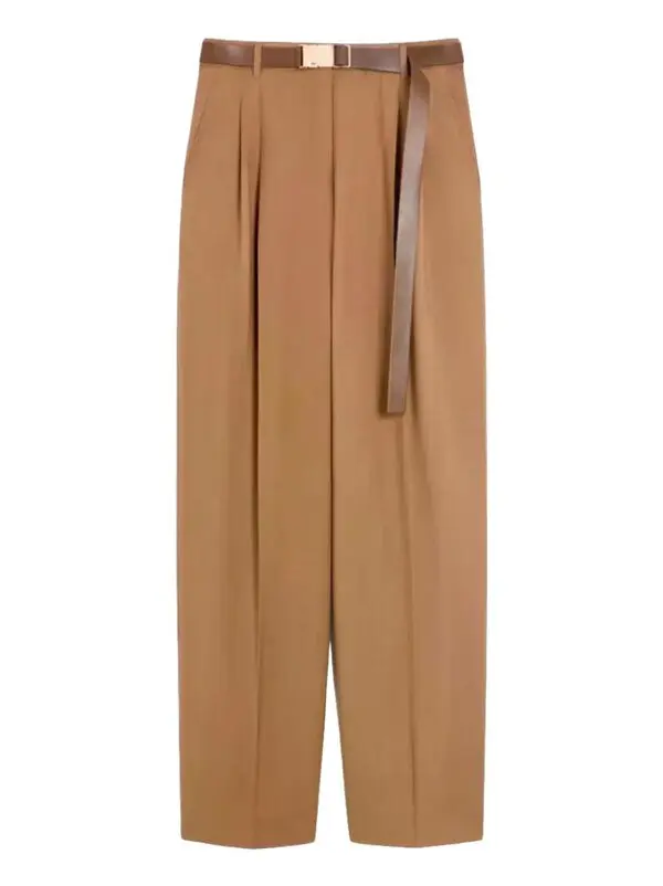 Max Mara Bergamo Pleated Belt Trousers - Brown