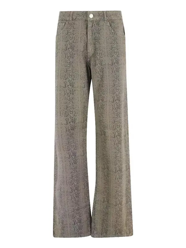 Federica Tosi Snakeskin Print Wide Leg Jeans - Neutrals
