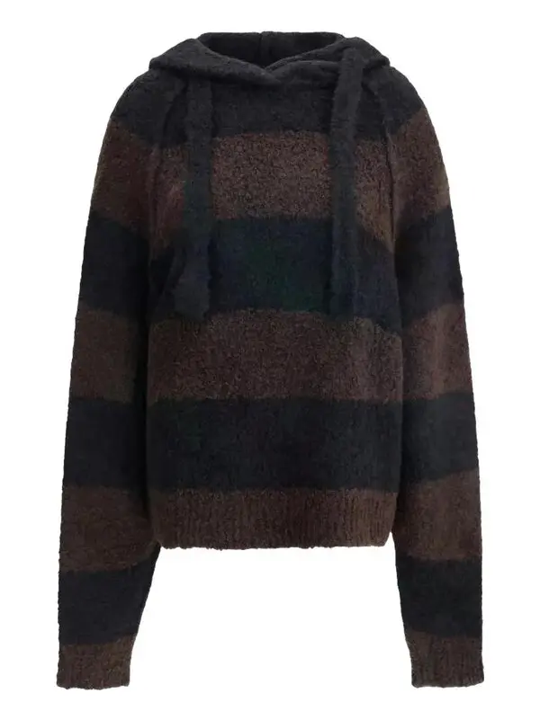 PETAR PETROV Hooded Striped Sweater - Brown