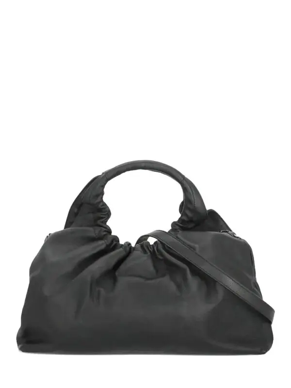 Antonelli Firenze Leather Tote Bag With Ruched Handle - Black