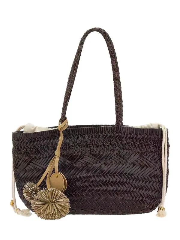 GIANNI CHIARINI Woven Leather Shoulder Bag With Tassel - Brown