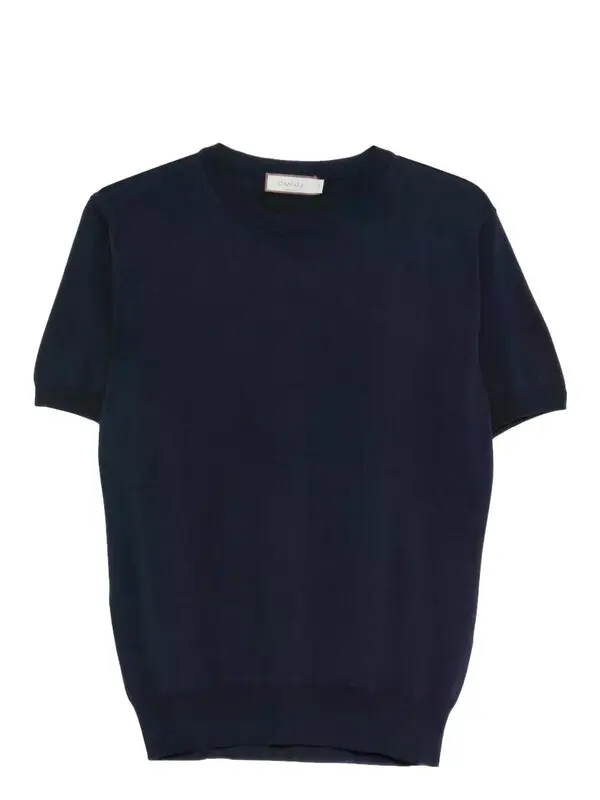 Canali Short-sleeve Knitted T-shirt - Blue