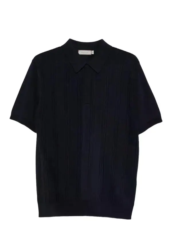 Canali Short-sleeve Knitted Polo Shirt - Blue