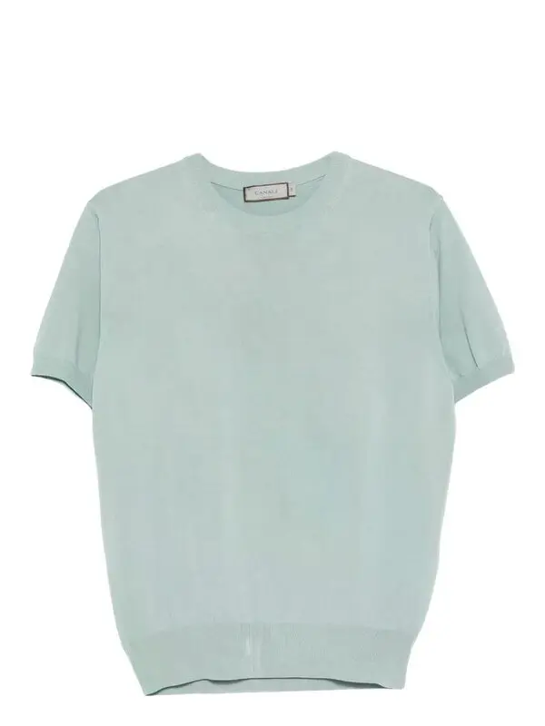 Canali Short-sleeve Knitted T-shirt - Blue