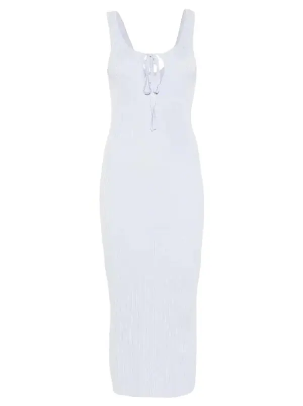 Erika Cavallini Ribbed Tie-neck Dress - Blue