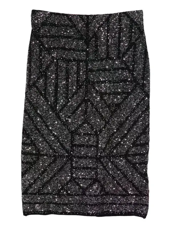 CIRCUS HOTEL Geometric Sequin Embellished Skirt - Silver