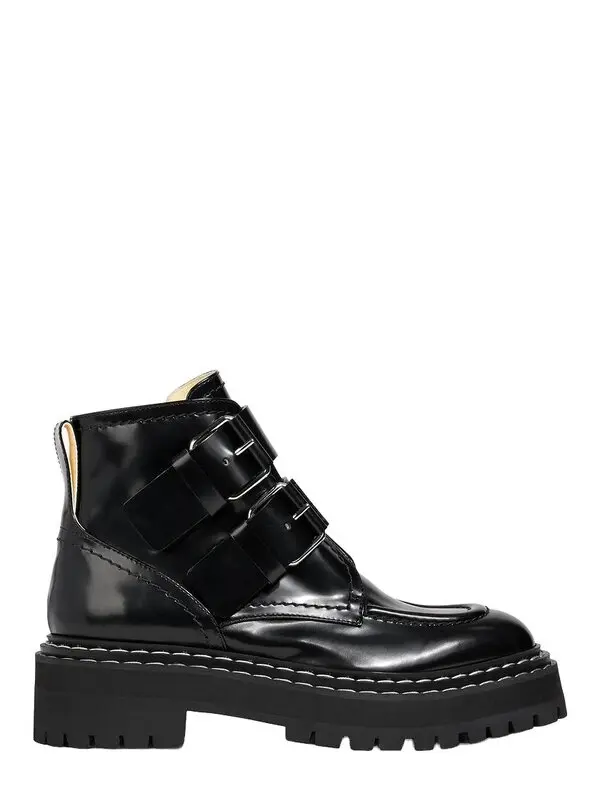 Proenza Schouler Buckled Leather Combat Boots - Black