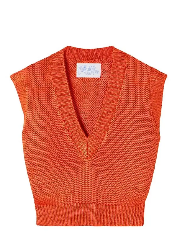 Calle Del Mar Knitted Vest - Bright Orange