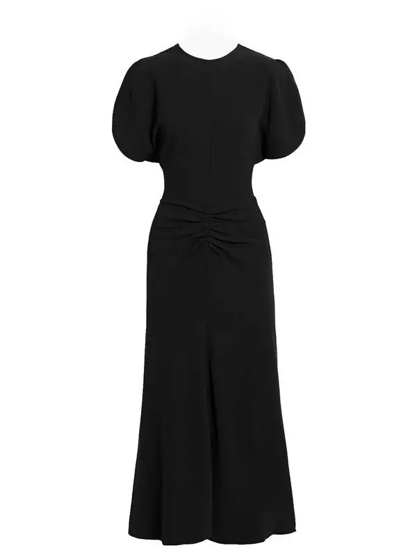 Victoria Beckham Ruched Crepe Midi Dress - Black