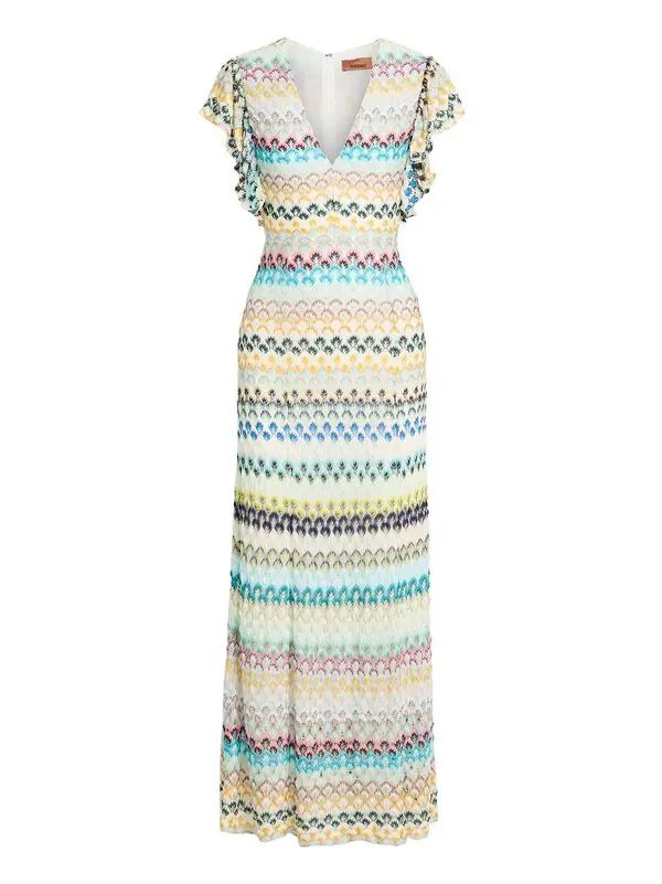 Missoni Crochet-knit Maxi Skirt With Ruffle - Azure