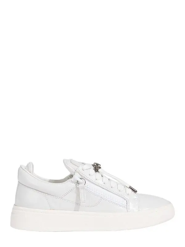 GIUSEPPE ZANOTTI Frankie Embellished Leather Sneakers - Off-white