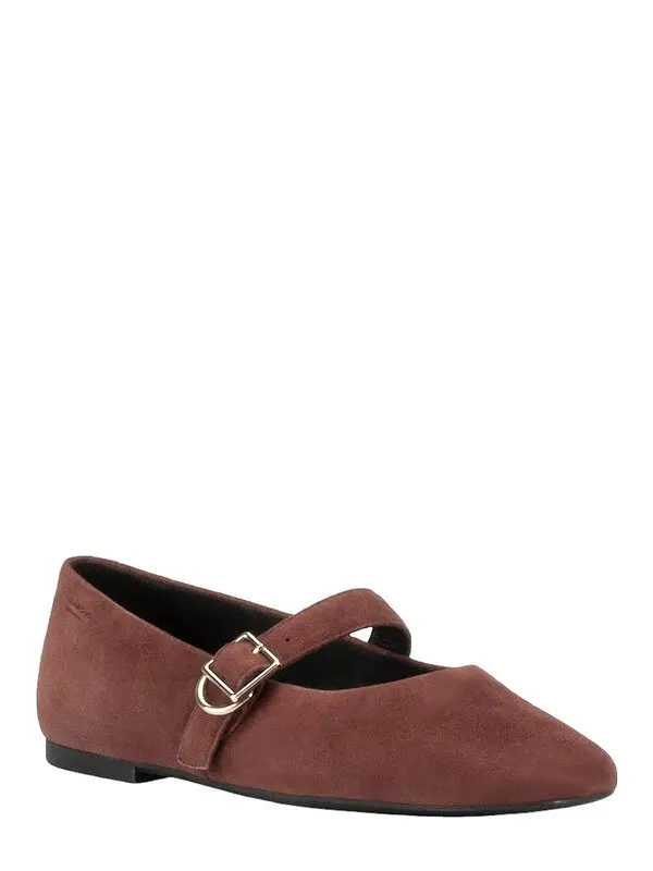 VAGABOND SHOEMAKERS Jolin Suede Mary Jane Ballet Flats - Coffee