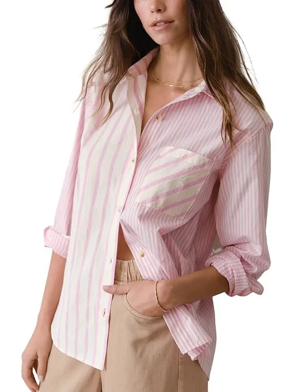 Marine Layer Jane Relaxed Shirt - Pink Stripe