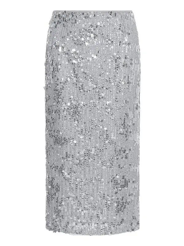 Marella Sequin Embellished Midi Skirt - Grey