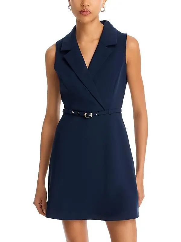 French Connection Azra Double Breasted Belted Minidress - Marine