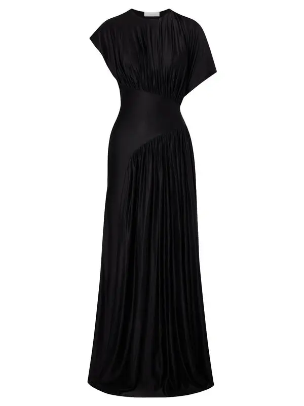Rabanne Asymmetric Gathered Maxi Dress - Black
