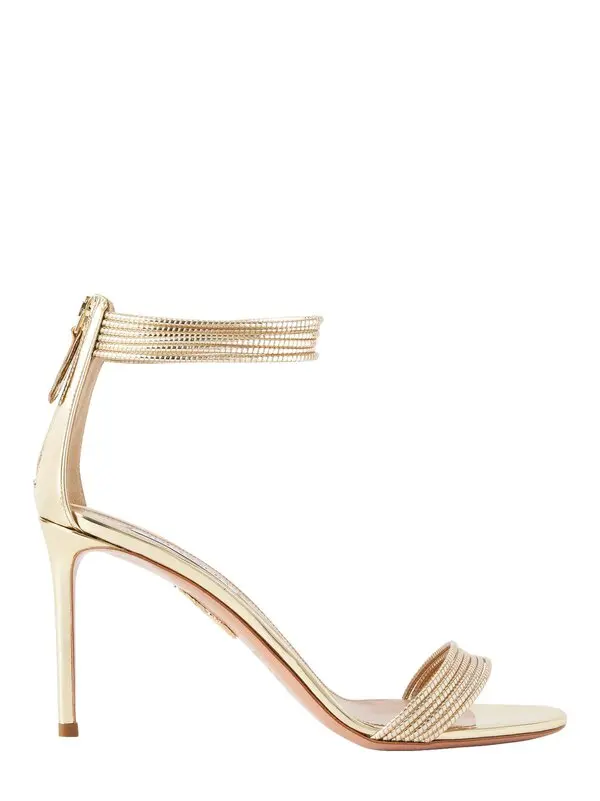 AQUAZZURA Sway 85 Metallic Sandals - Gold