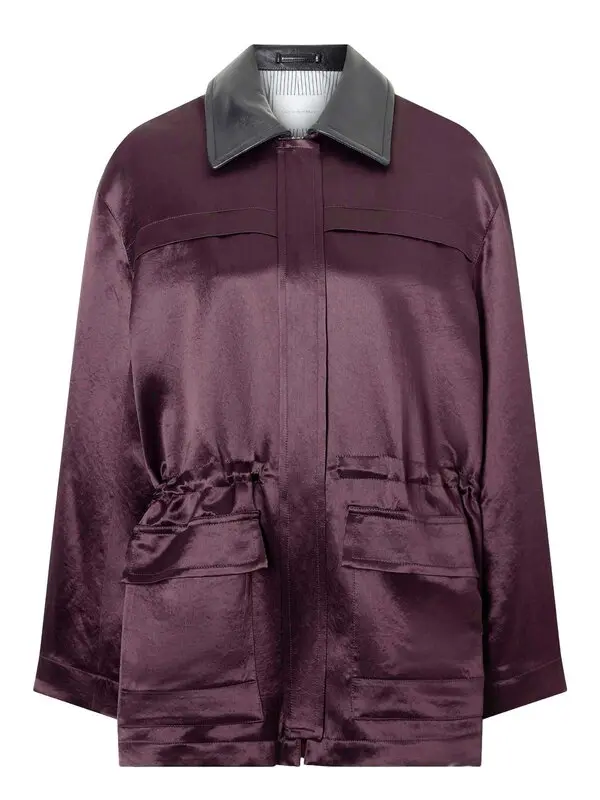 Maria Mcmanus Leather-trimmed Sateen Jacket - Purple