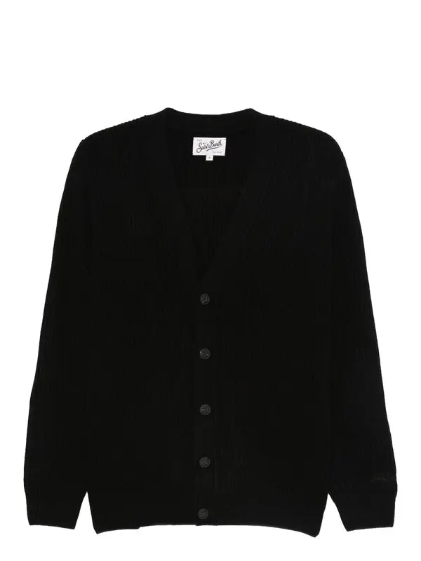 MC2 SAINT BARTH Ribbed Wool Cardigan - Black
