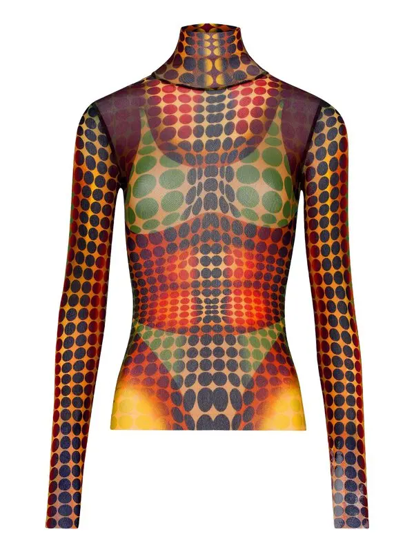 Jean Paul Gaultier Printed High Neck Top - Multicolour