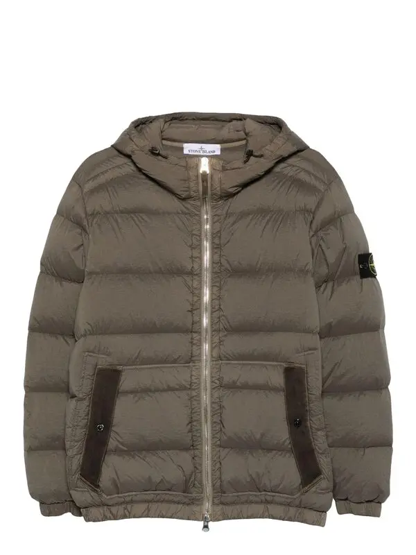 Stone Island Padded Down Jacket With Hood - Military Green