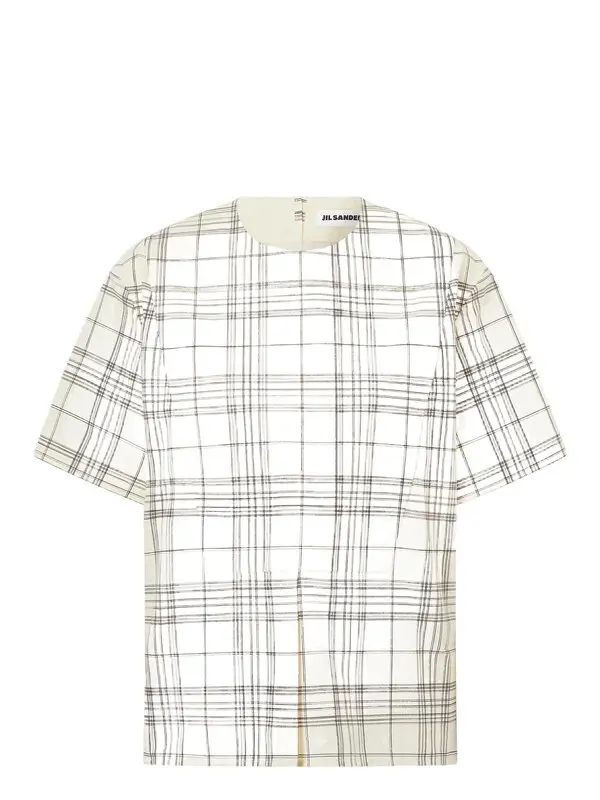 JIL SANDER Checked Cotton T-shirt - Cream