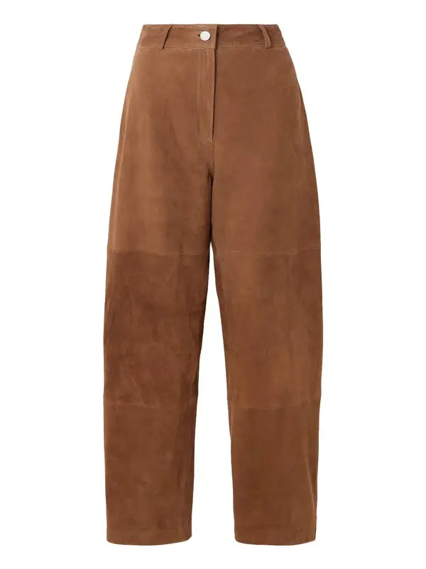 RÓHE Paneled Suede Wide-leg Pants - Brown
