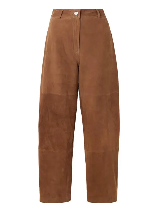 RÓHE Paneled Suede Wide-leg Pants - Brown