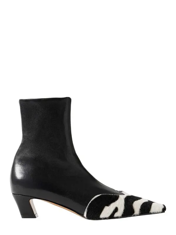 Khaite Nevada Leather And Zebra-print Calf Hair Ankle Boots - Zebra Print