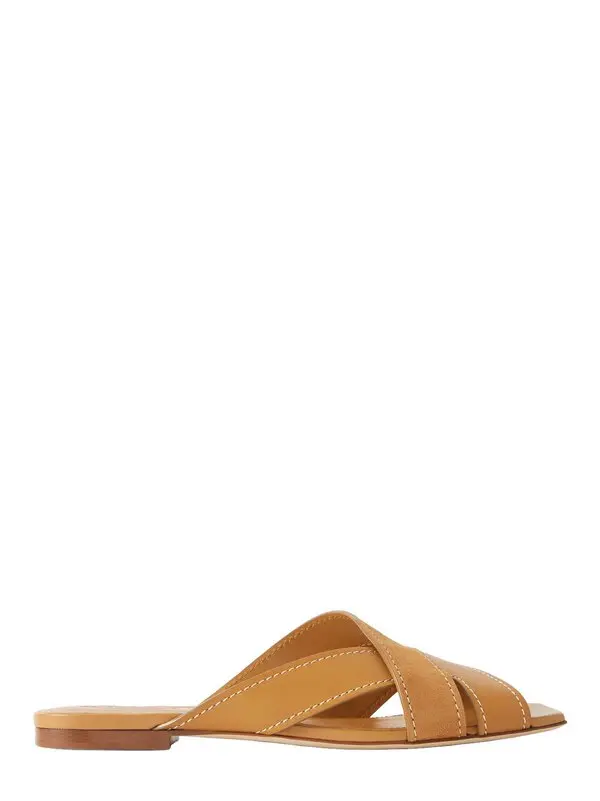 TOD'S Suede And Leather Crossover Slides - Brown