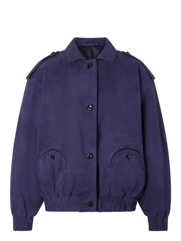BLAZÉ MILANO Viva Charlie Padded Suede Bomber Jacket - Navy