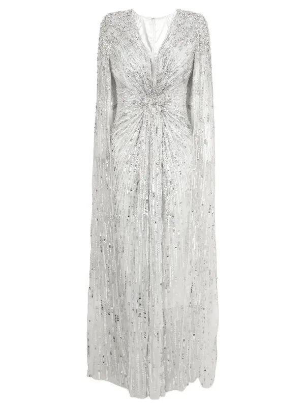 Jenny Packham Symphony Cape-effect Embellished Tulle Gown - Ivory