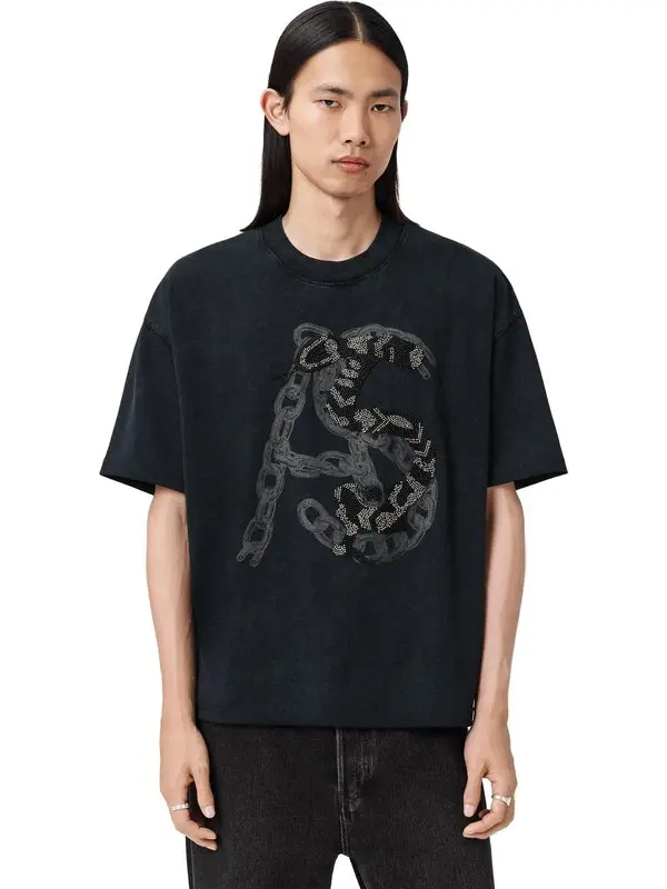 ALLSAINTS Scale Cropped Graphic T-shirt - Black
