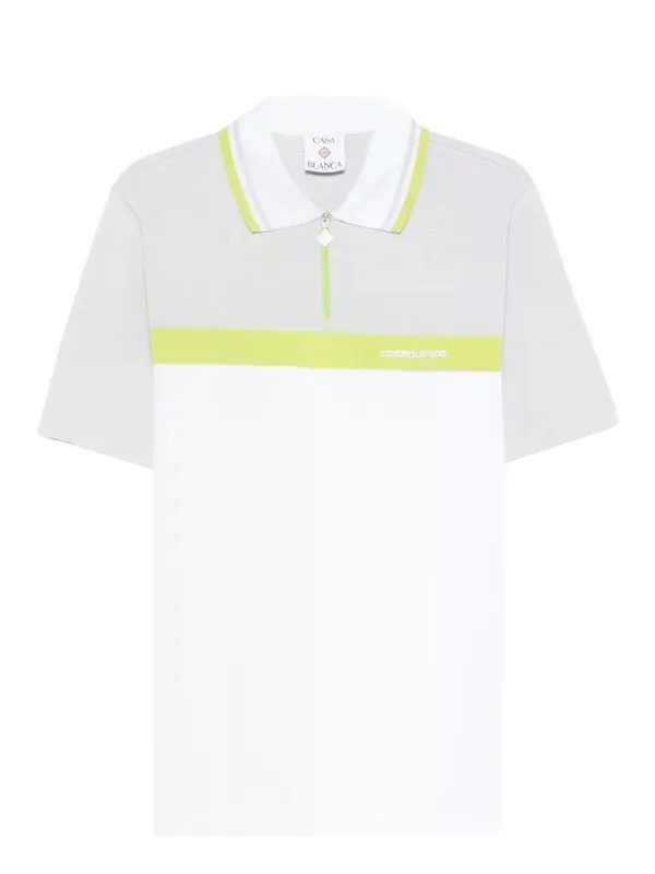 Casablanca Colour Block Zip Polo Shirt - White