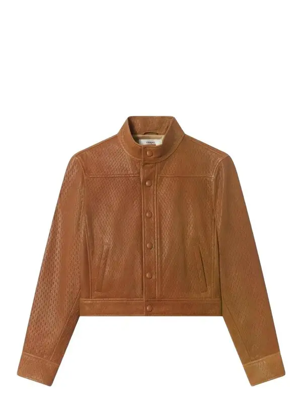 FRAME Perforated Leather Jacket - Brown