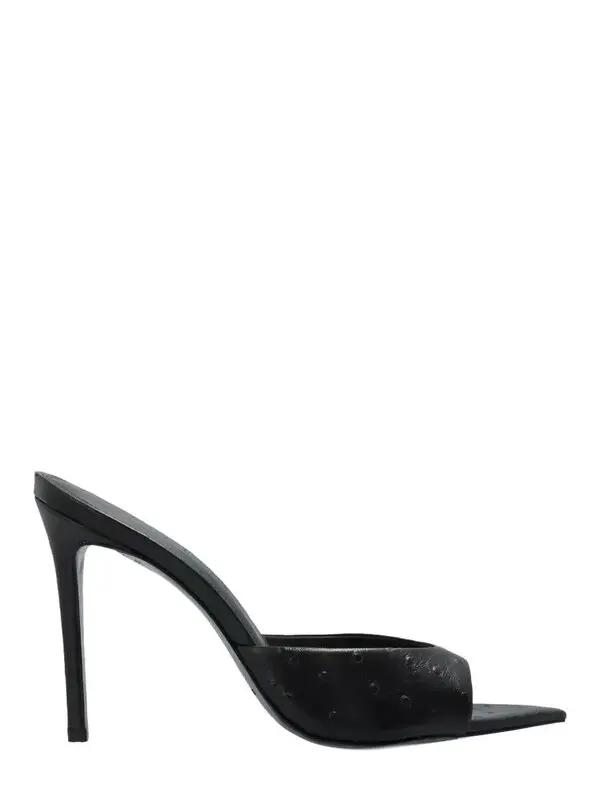 BLACK SUEDE STUDIO Textured Leather Peep Toe Sandals - Black